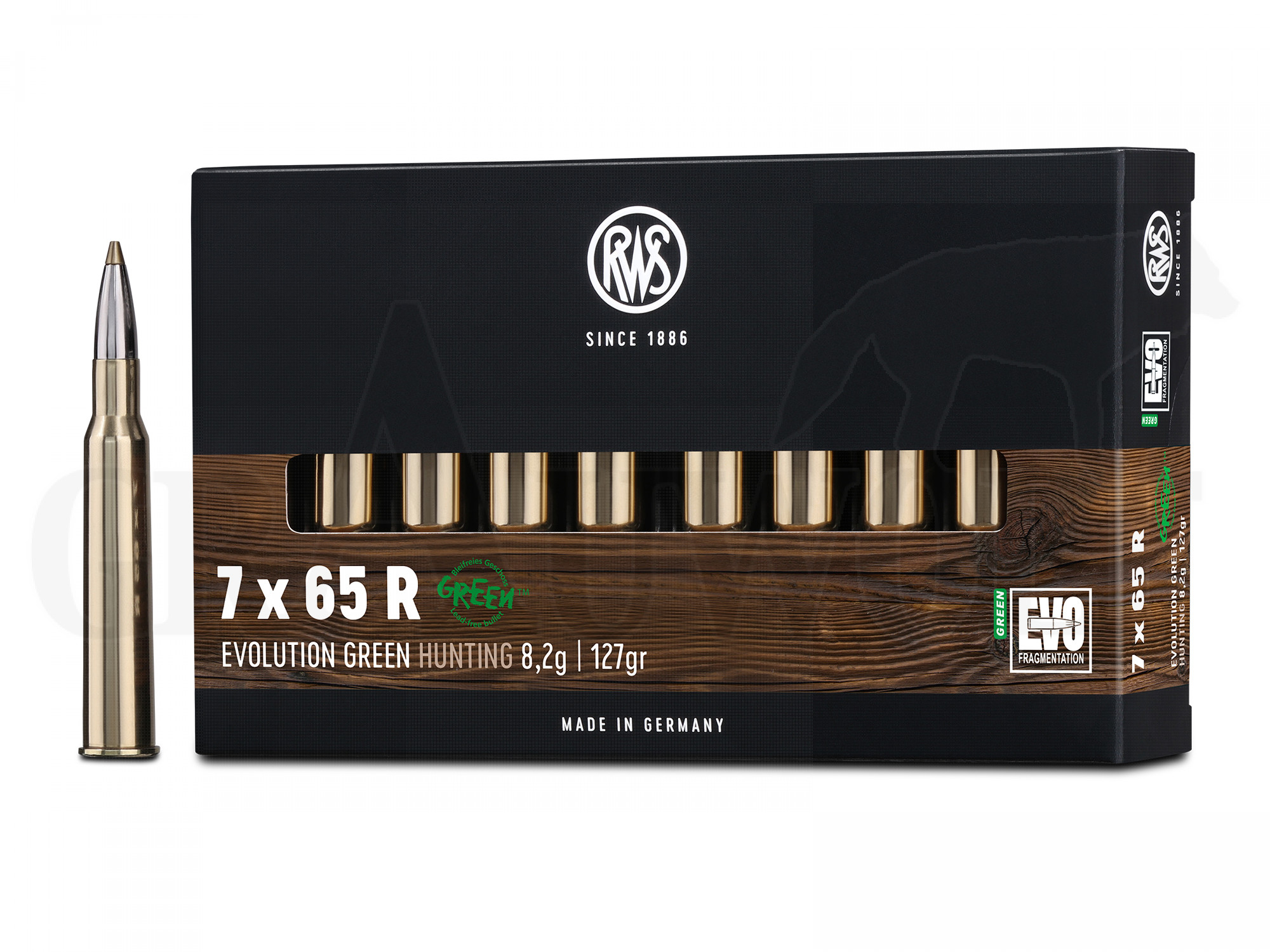 7x65R 127 gr / 8,2 g RWS EVO GREEN Bleifrei Patronen 20 Stück ...