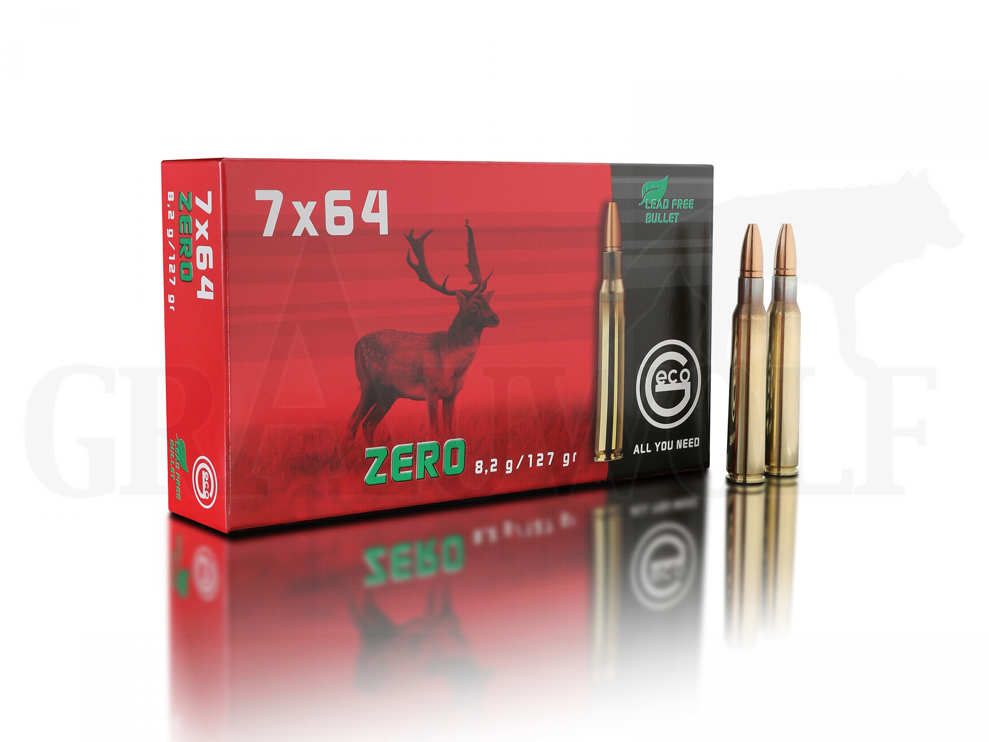 7x64 Brenneke 127 gr / 8,2 g Geco Zero Bleifrei Patronen 20 Stück ...